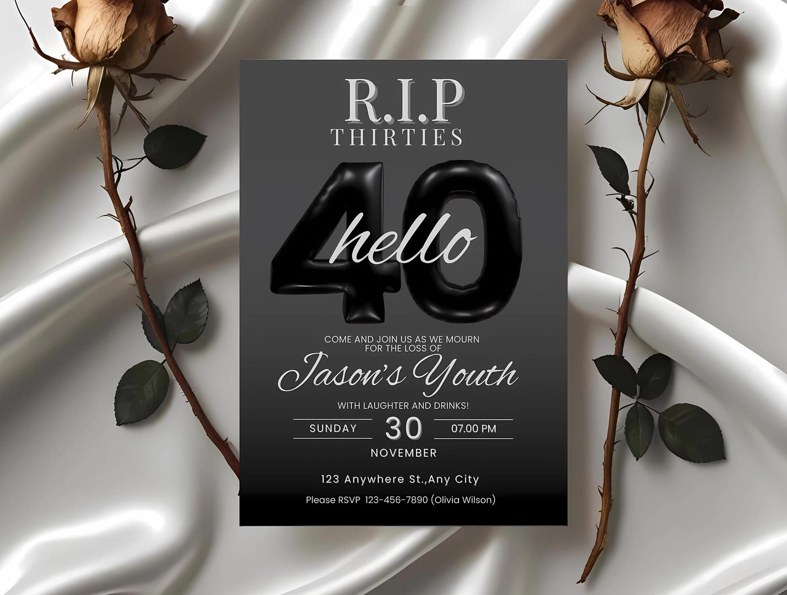 40th Birthday Invitation, RIP 30s Invite, RIP Thirties, Digital 40th ...