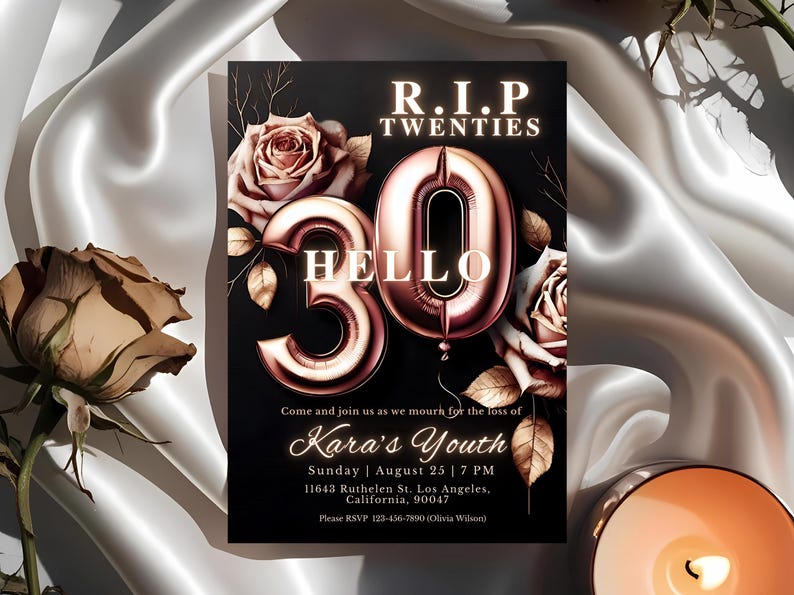 RIP Twenties 30th Birthday Invitation: Gothic Party E-invite (editable ...