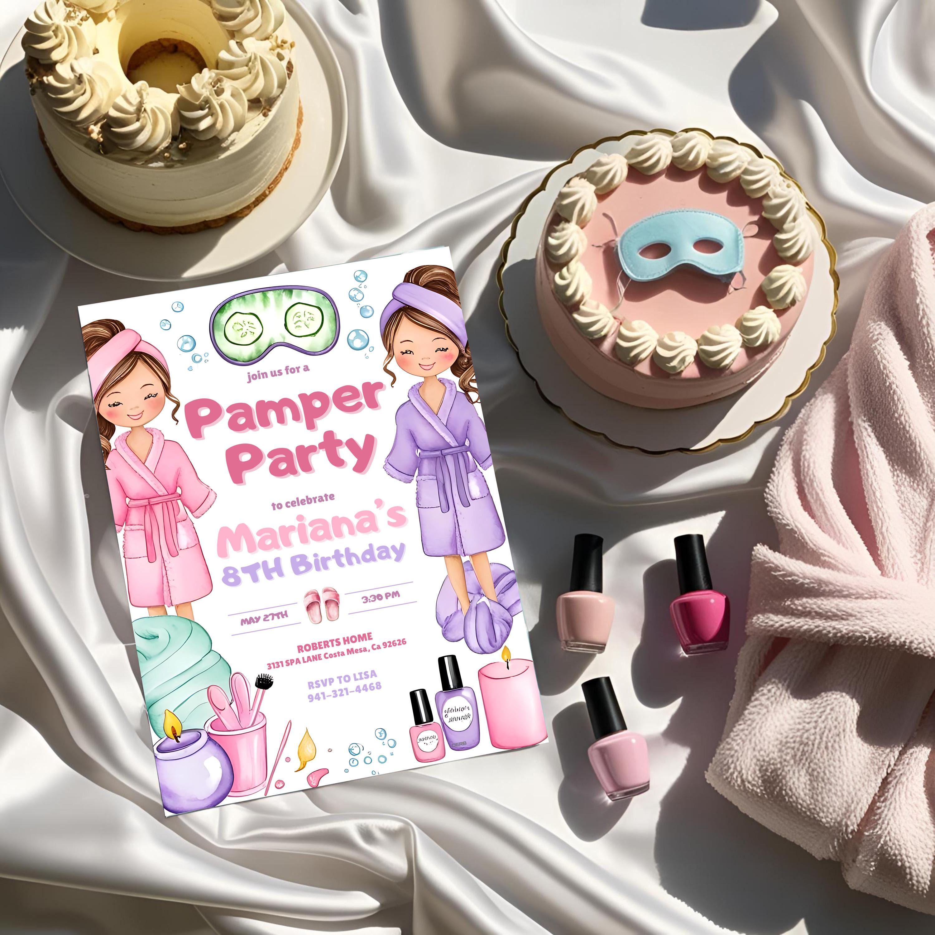 Editable Pamper Party Invitation, Spa Birthday Invitation for Girls ...