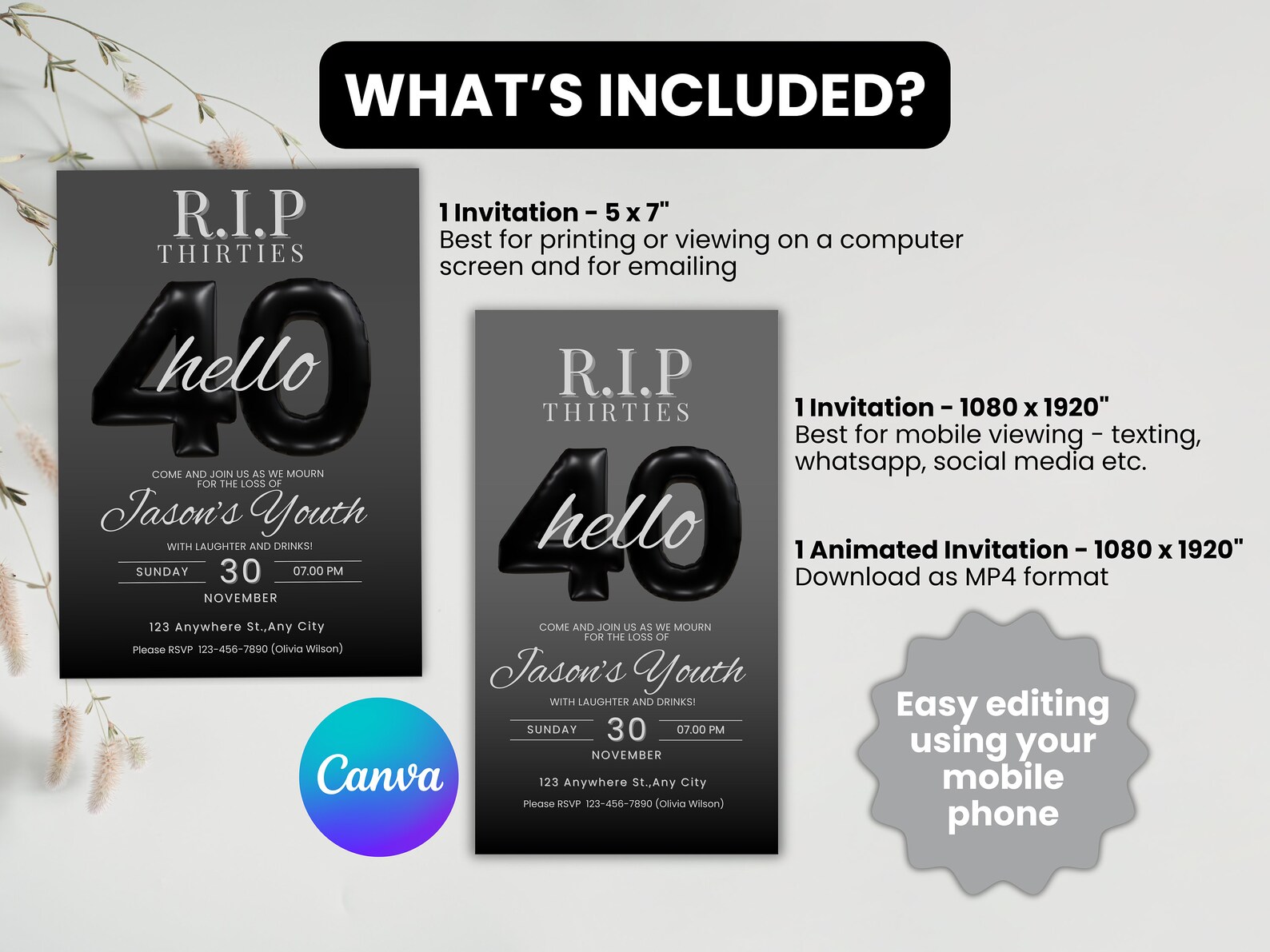 40th Birthday Invitation, RIP 30s Invite, RIP Thirties, Digital 40th ...