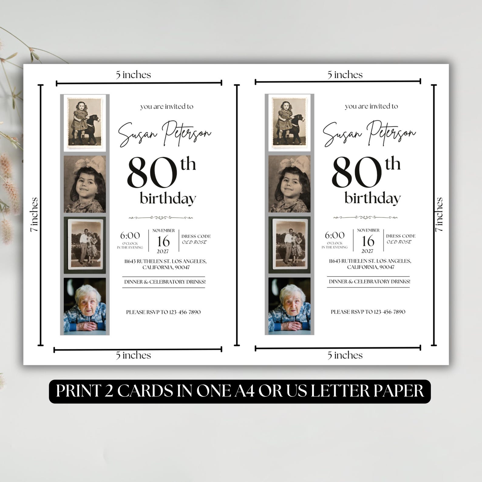 Personalized 80th Birthday Photo Collage Invitation (digital Download ...