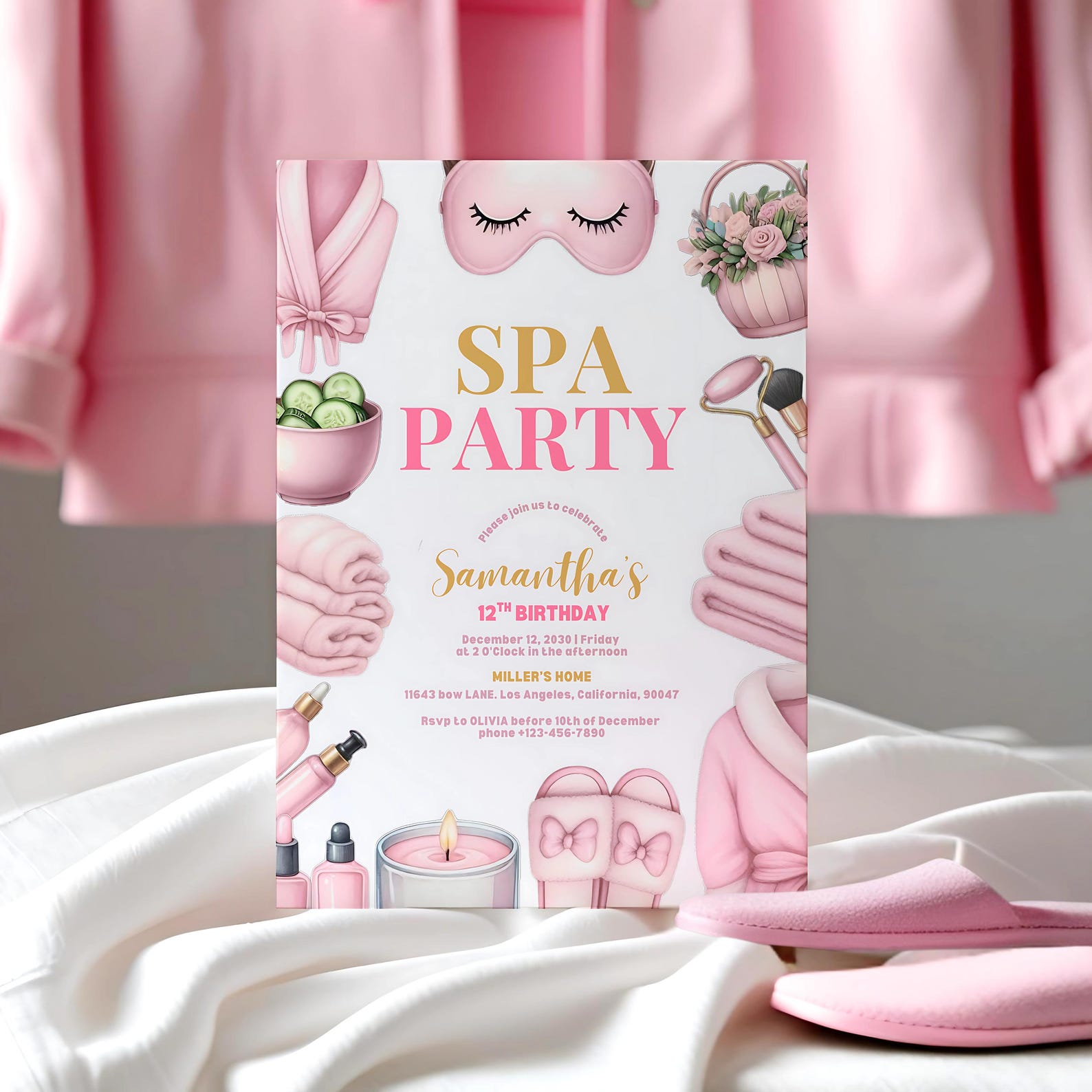Editable Spa Birthday Party Invitation for Girls | Pink Pamper Party ...