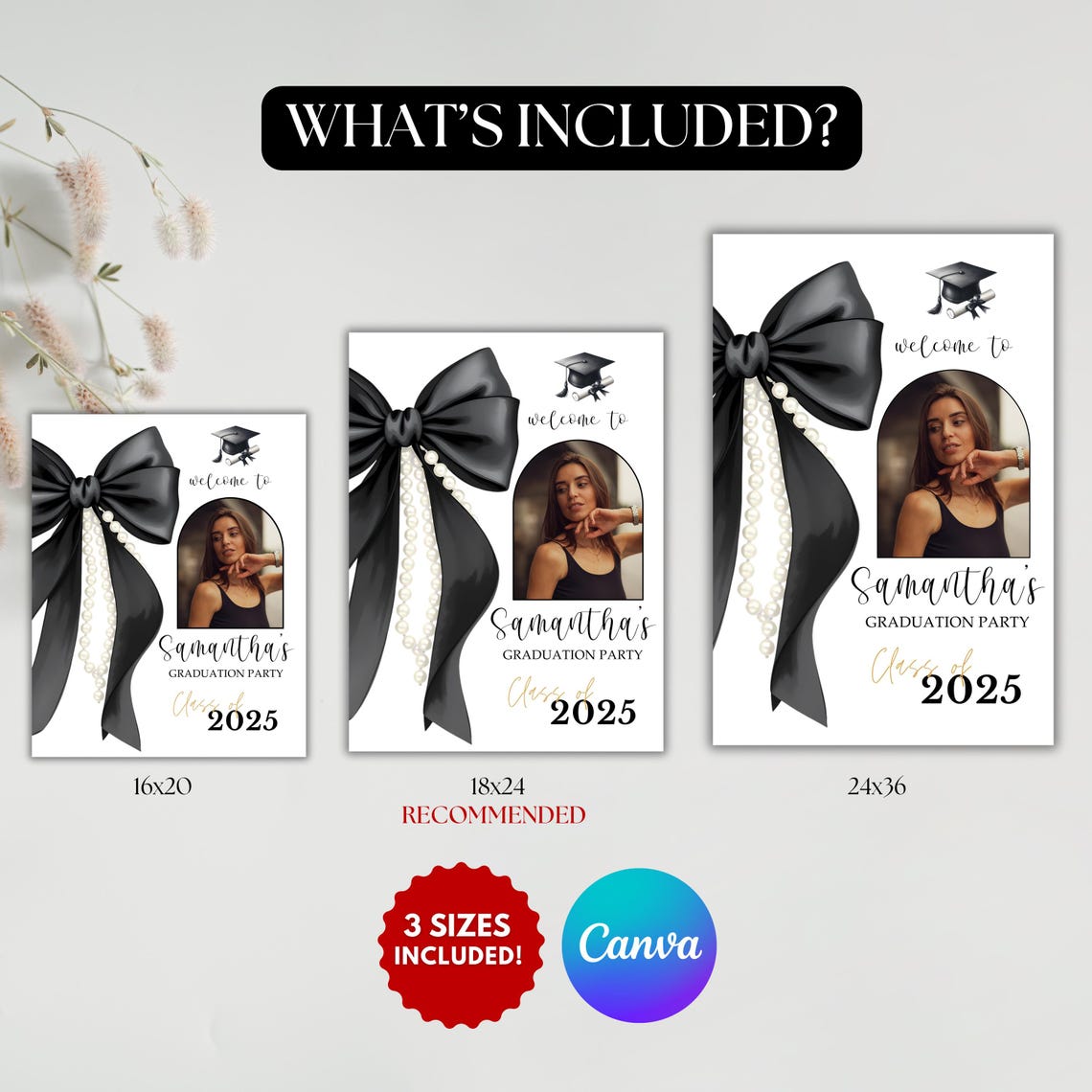 Editable Graduation Welcome Sign Canva Template | Class of 2025 Photo ...