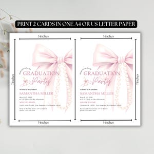 Editable Pink Bow Graduation Invitation Template Canva Coquette ...