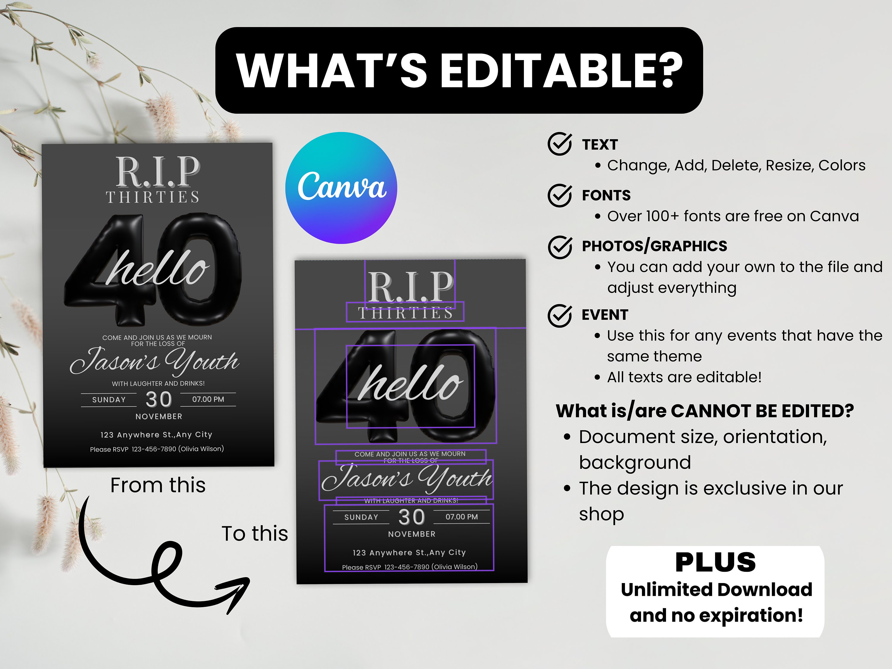 40th Birthday Invitation, RIP 30s Invite, RIP Thirties, Digital 40th ...