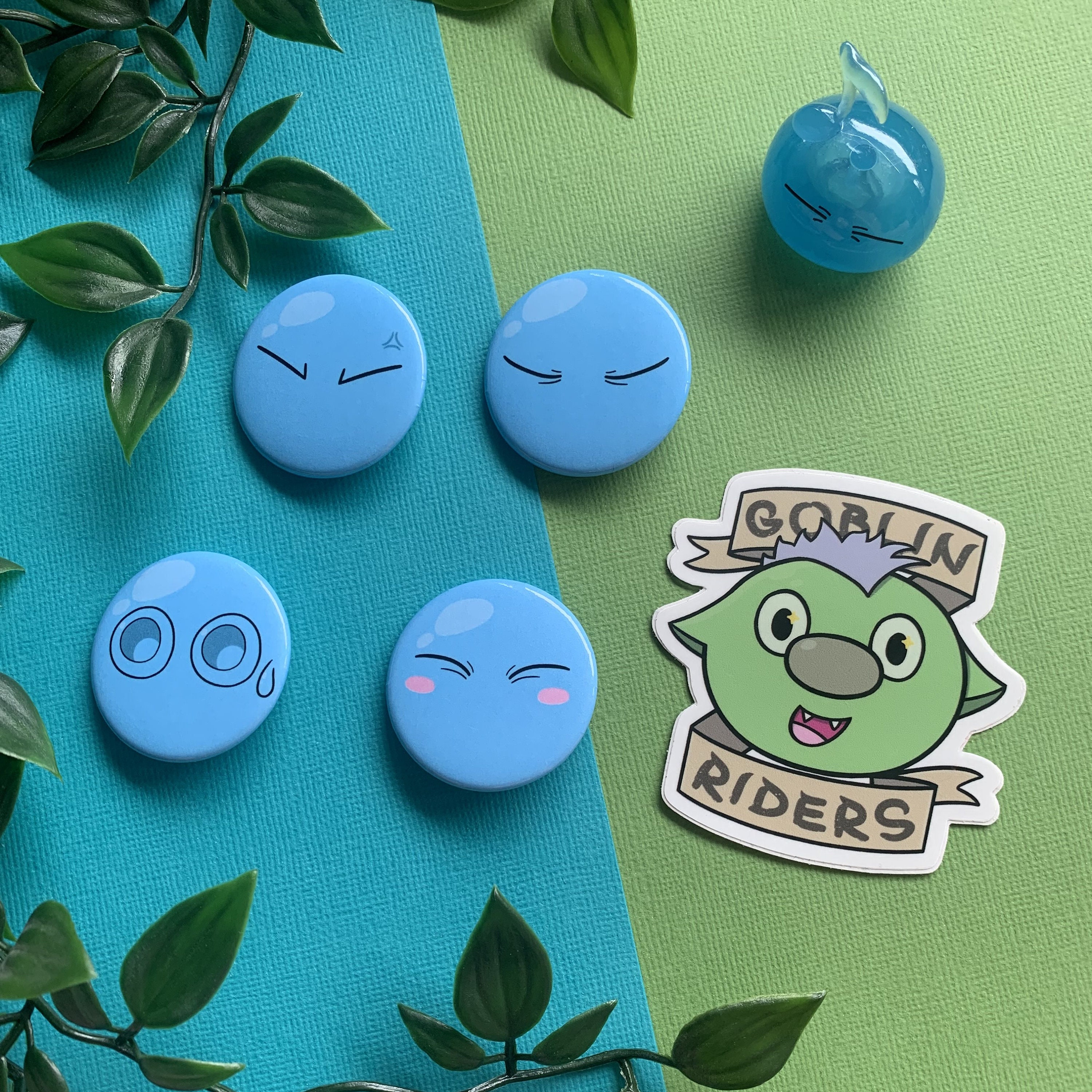 Rimuru Tempest Happy Slime Badge, Anime Inspired Slime Pin Badge Funny ...
