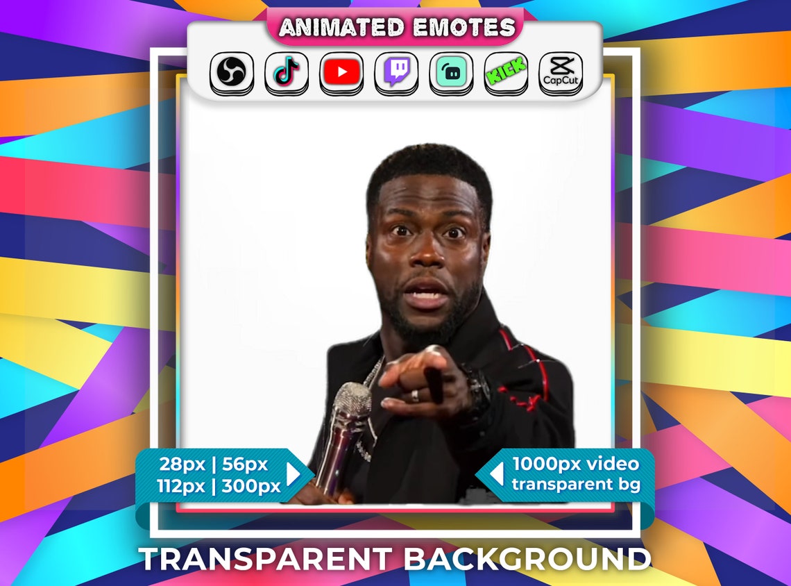 Hey, Look at Me, Hey Kevin Hart Meme Animated Emotes 28px, 56px, 112px ...