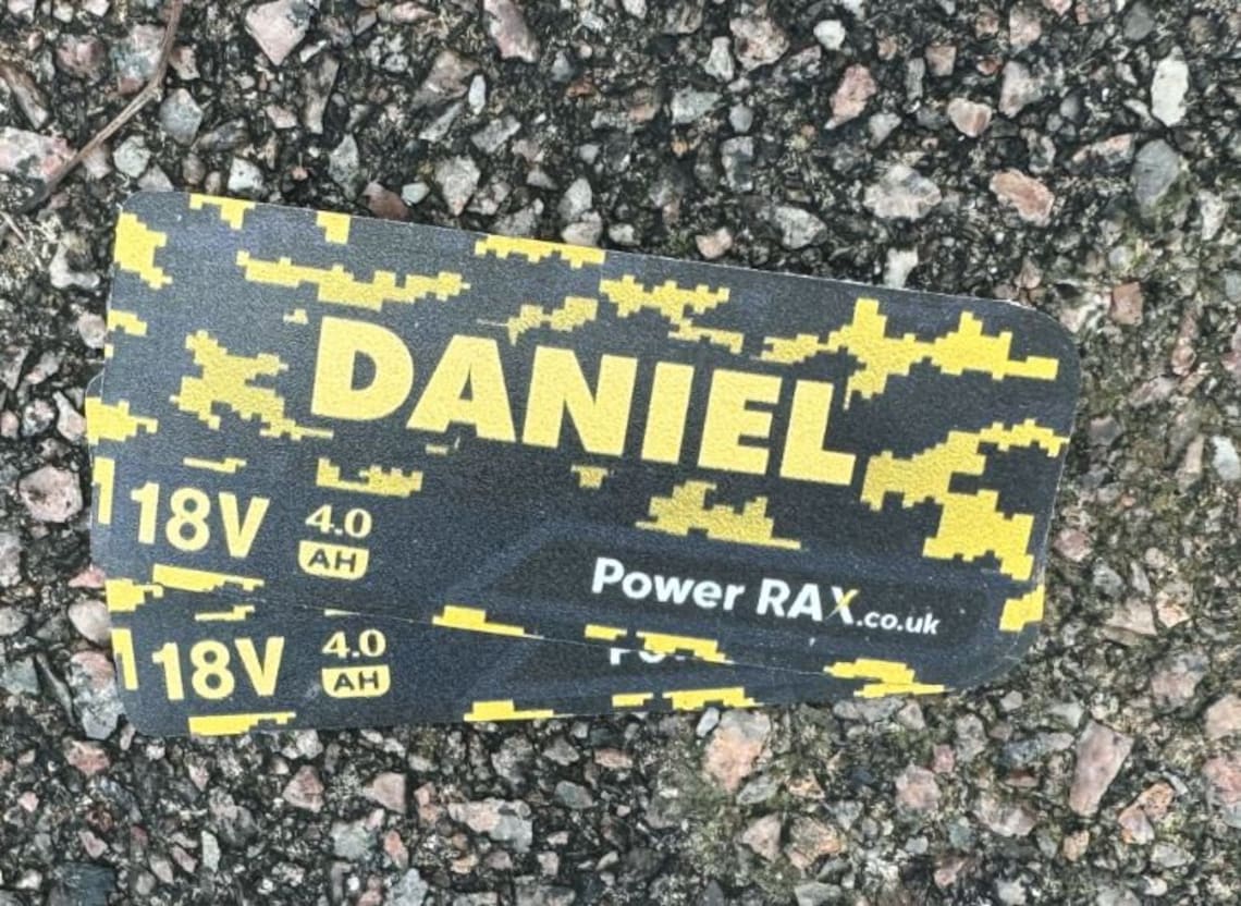 Personalised Battery Stickers Compatible With Dewalt 18V Batteries 1 ...