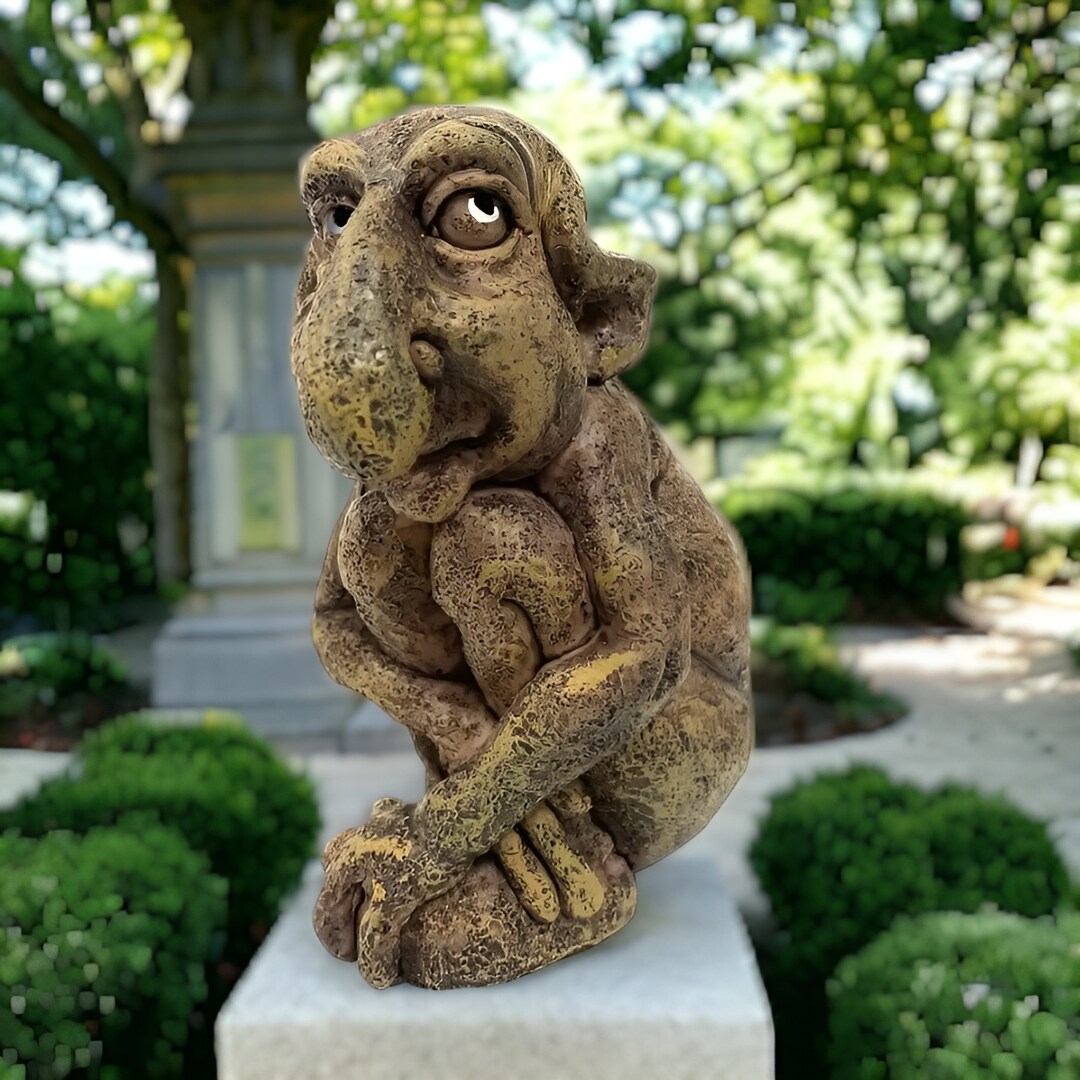 Gothic Troll Statue Whimsical Gargoyle Sculpture for Garden Mischievous ...