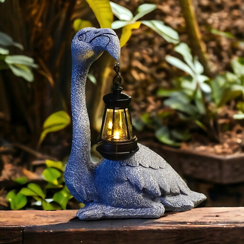 Solar Flamingo Statue Outdoor Garden Decor, Solar Powered Flamingo ...