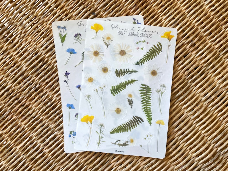 Pressed Flowers Sticker Sheet, Realistic Flowers Journal Stickers - Etsy