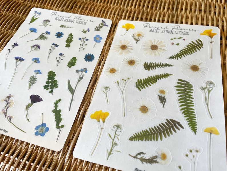 Pressed Flowers Sticker Sheet, Realistic Flowers Journal Stickers - Etsy