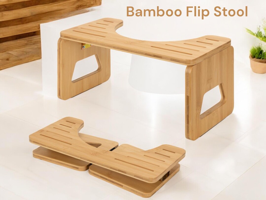Stool-adult and Kids 8 Inches Foldable Poop Stool for Bathroom Bamboo ...