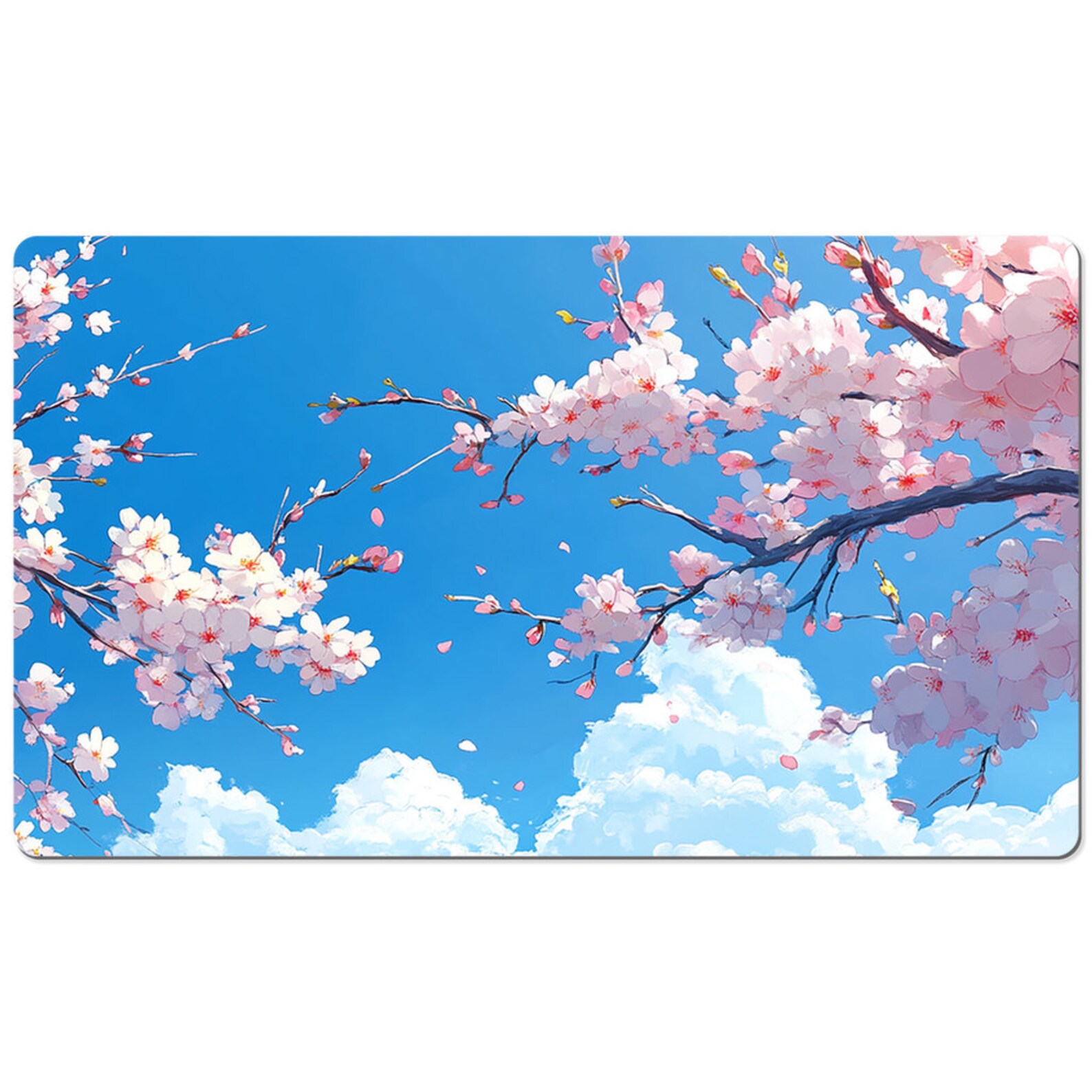 Cute Pink Desk Mat With Anime Cherry Blossoms Large Mouse Pad, Cottage ...