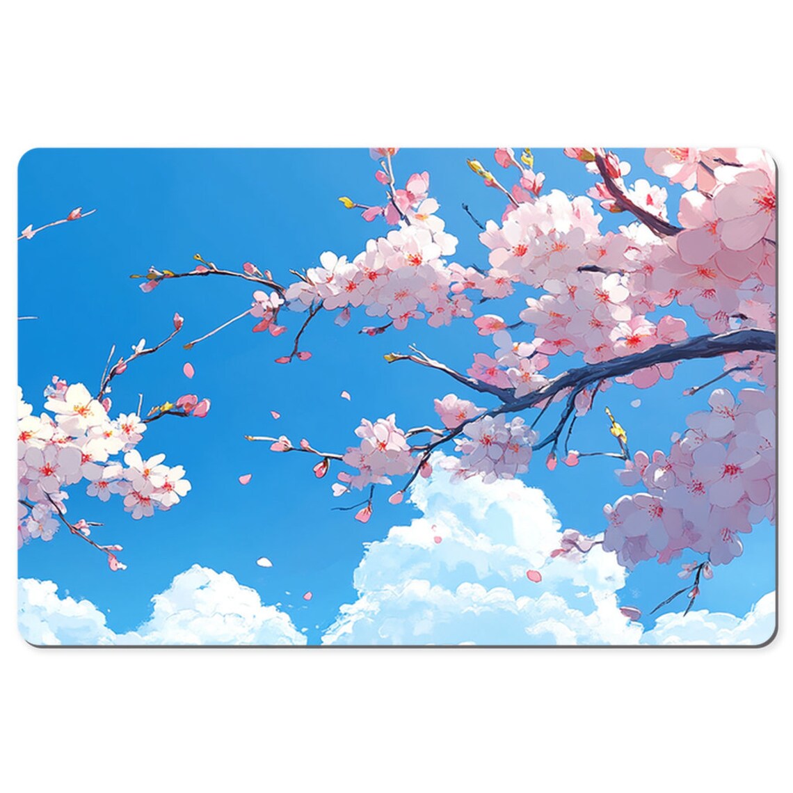 Cute Pink Desk Mat With Anime Cherry Blossoms Large Mouse Pad, Cottage ...