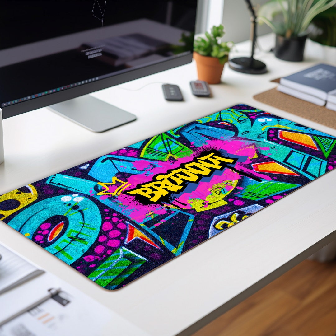 Personalised Graffiti Wall Art Deskmat With Custom Name Tag - Device ...