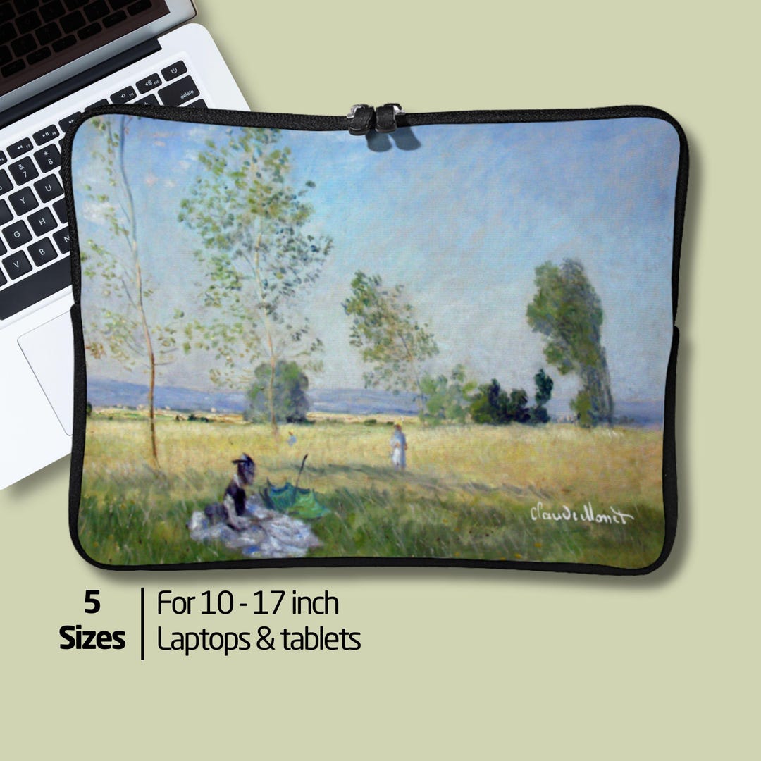 Claude Monet Laptop Sleeve With Painting of a Summer Field Printed on ...