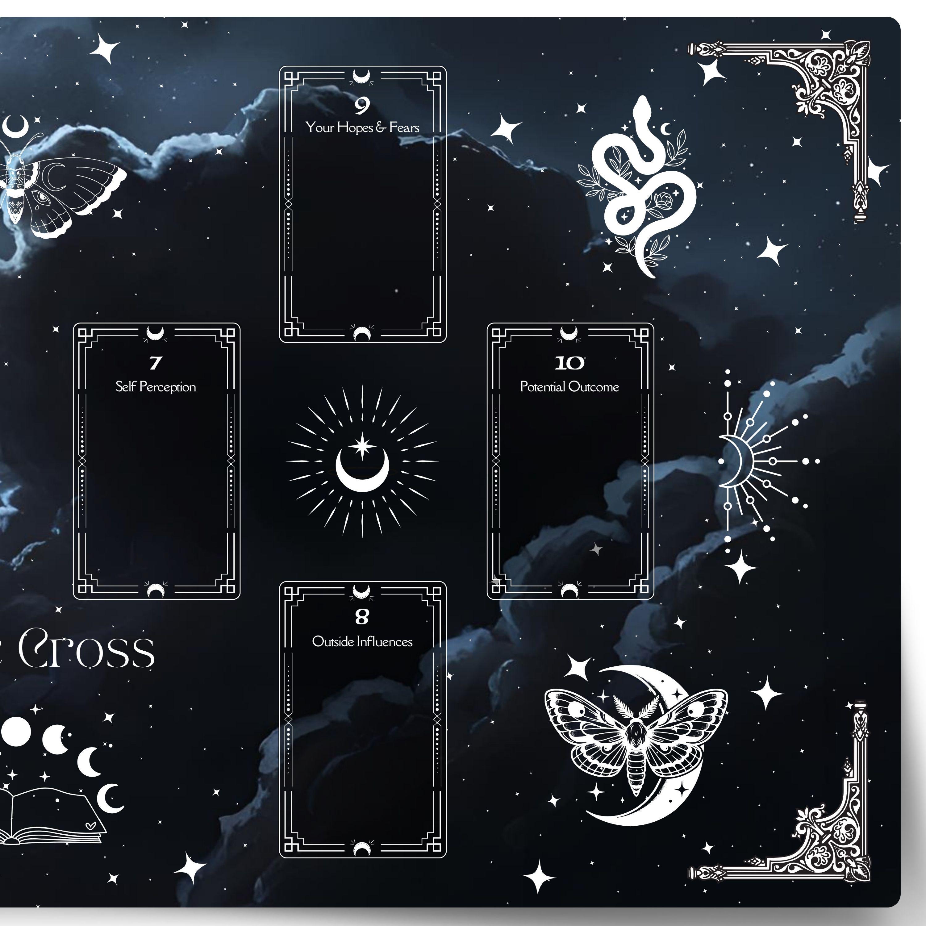 Tarot Mat Celtic Cross Cards Spread. Witchy Black Altar Cloth for ...