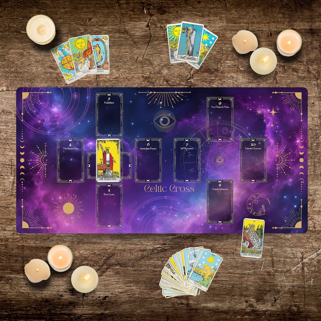 Tarot Mat Celtic Cross Cards Spread. Mystical Purple Altar Cloth for ...