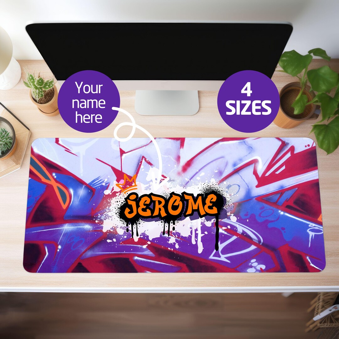 Personalised Graffiti Wall Art Deskmat With Custom Name Tag - Device ...