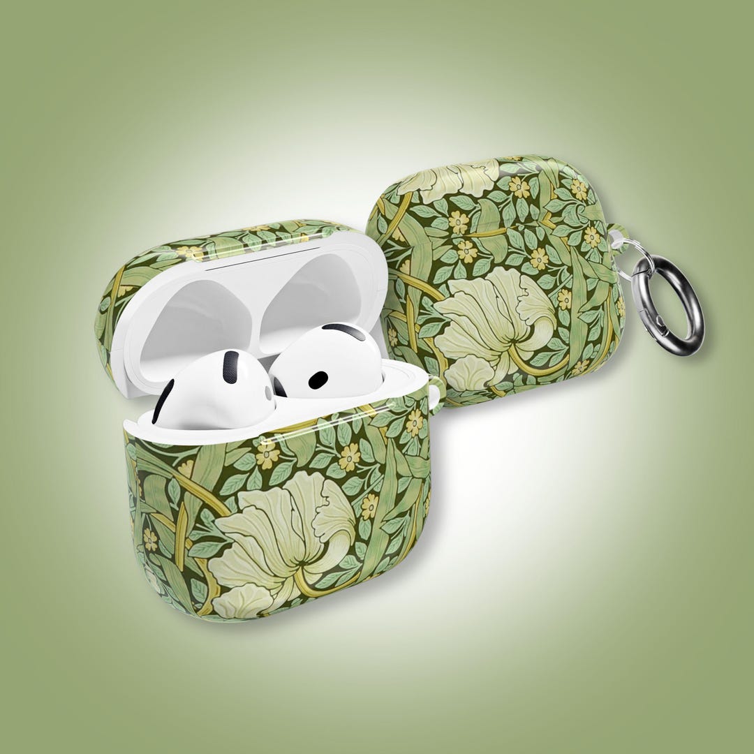 William Morris AirPod Case. Cute Green Floral Holder for Apple Earbuds ...