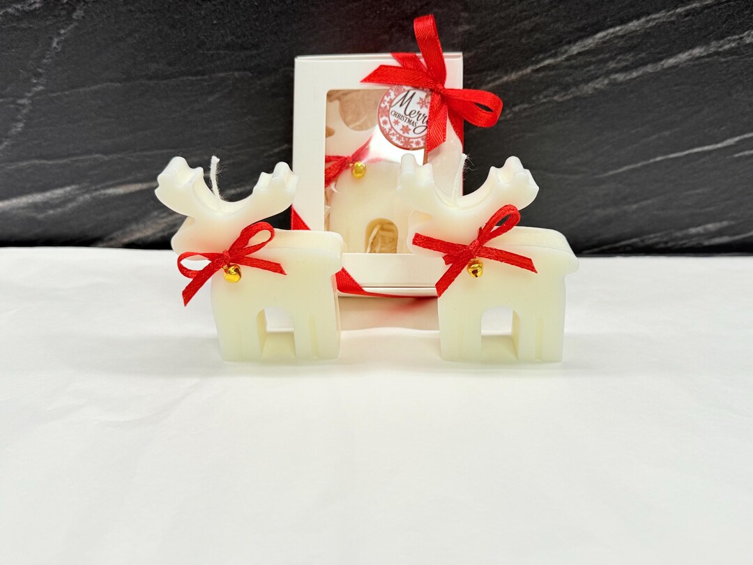 Unscented REINDEER Candle With Box and Merry Christmas Tag/christmas ...