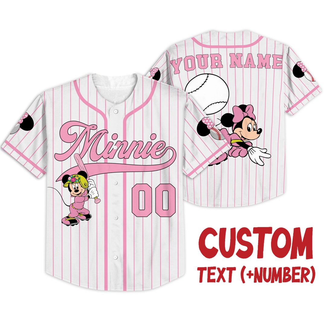 Personalized Minnie Mouse Baseball Jersey, Custom Kid Youth Adult ...
