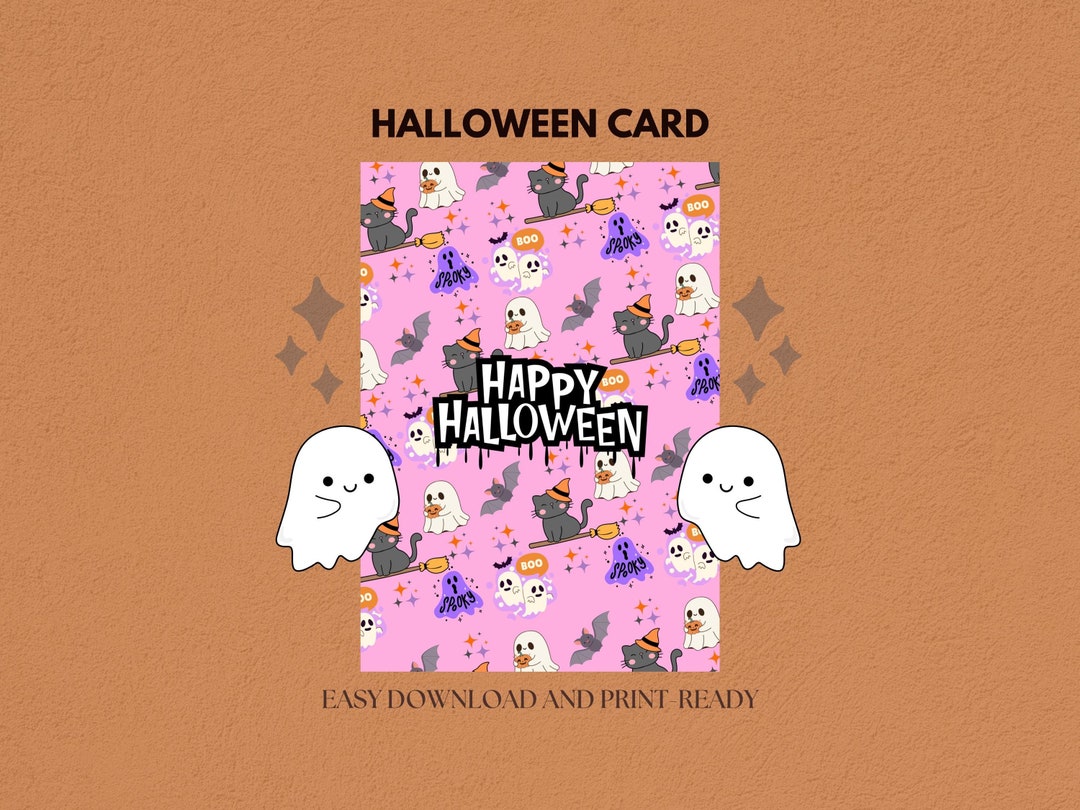 Happy Halloween Card Spooky Halloween Card A5 Card Digital Download ...