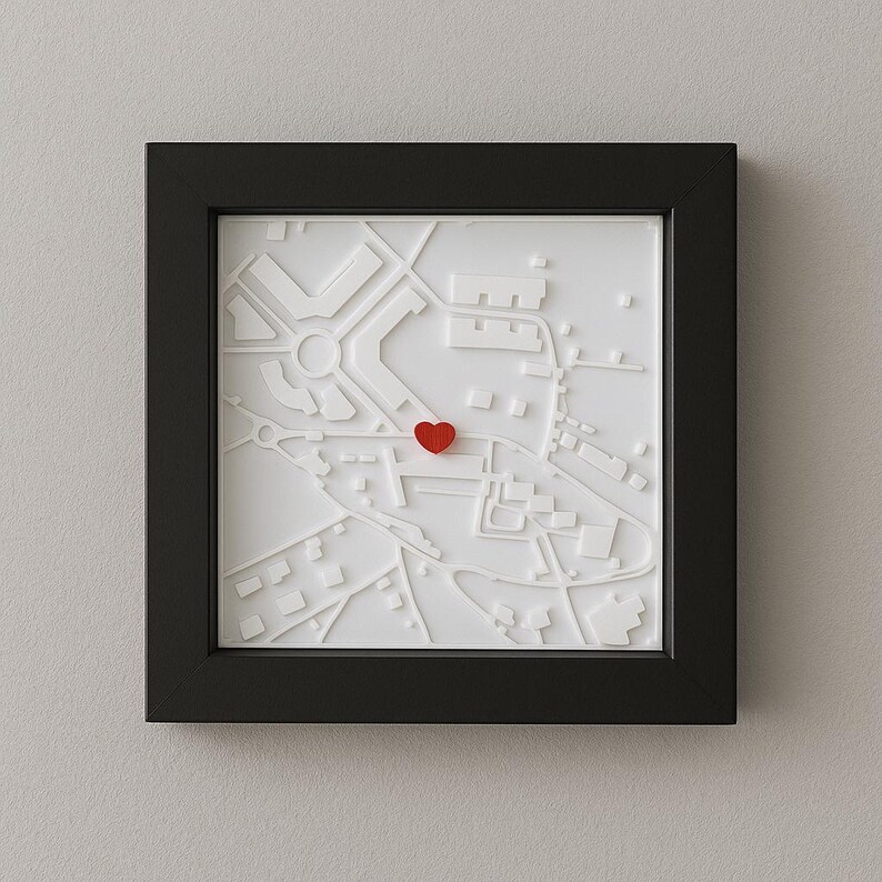 Custom 3D City Map With Heart – Personalized Coordinates Gift ...