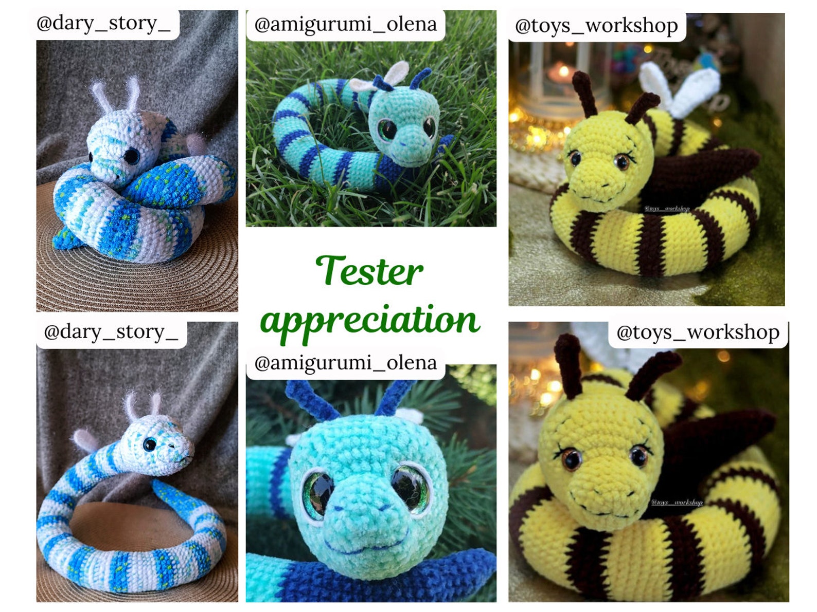 Snake Crochet Pattern Amigurumi Yellow Snake Plush Cute Soft Toys ...