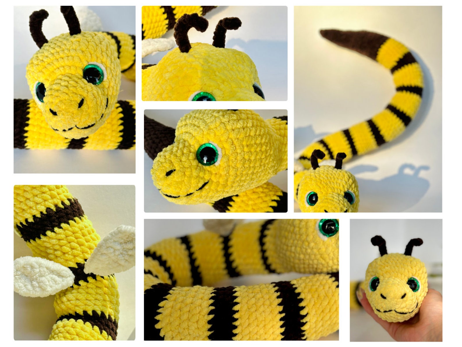 Snake Crochet Pattern Amigurumi Yellow Snake Plush Cute Soft Toys ...