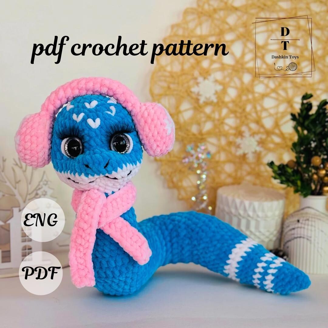 Snake Crochet Pattern No Sew Amigurumi Snake Plush Cute Plushie Snakes ...