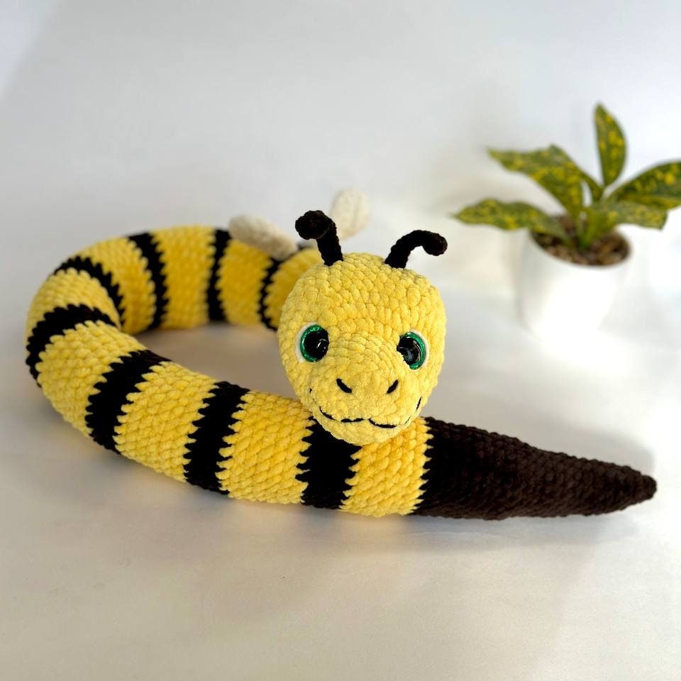 Snake Crochet Pattern Amigurumi Yellow Snake Plush Cute Soft Toys ...