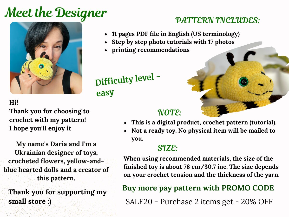 Snake Crochet Pattern Amigurumi Yellow Snake Plush Cute Soft Toys ...