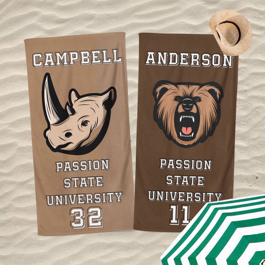 Personalized Sports Beach Towel, Custom Name Pool Towel for School ...