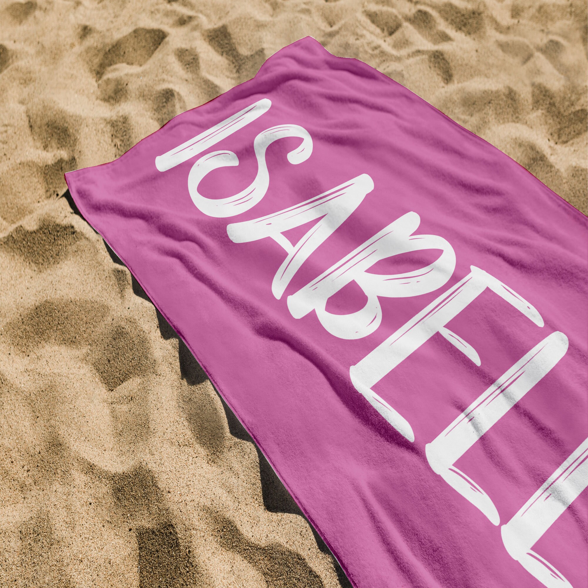 Custom Name Beach Towel, Personalized Brushed Font Pool Towel, Home ...