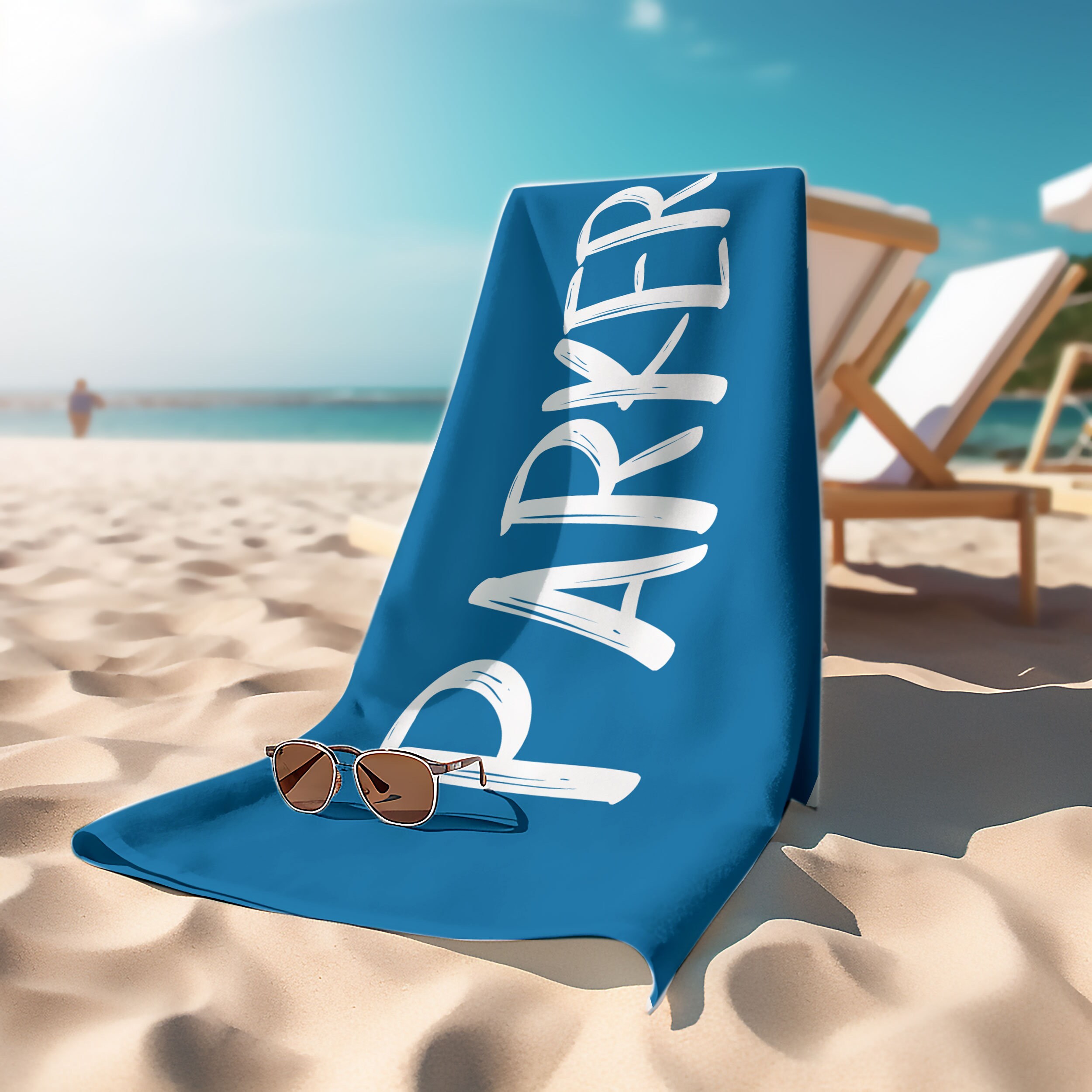 Custom Name Beach Towel, Personalized Brushed Font Pool Towel, Home ...