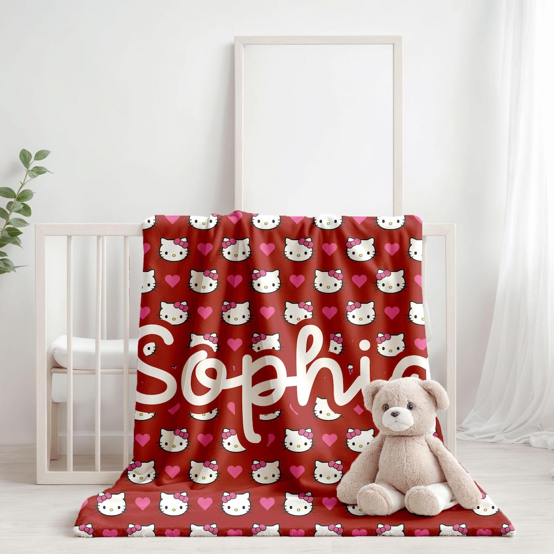 Personalized Hello Kitty Design Cozy Blanket, Velveteen Custom Plush ...