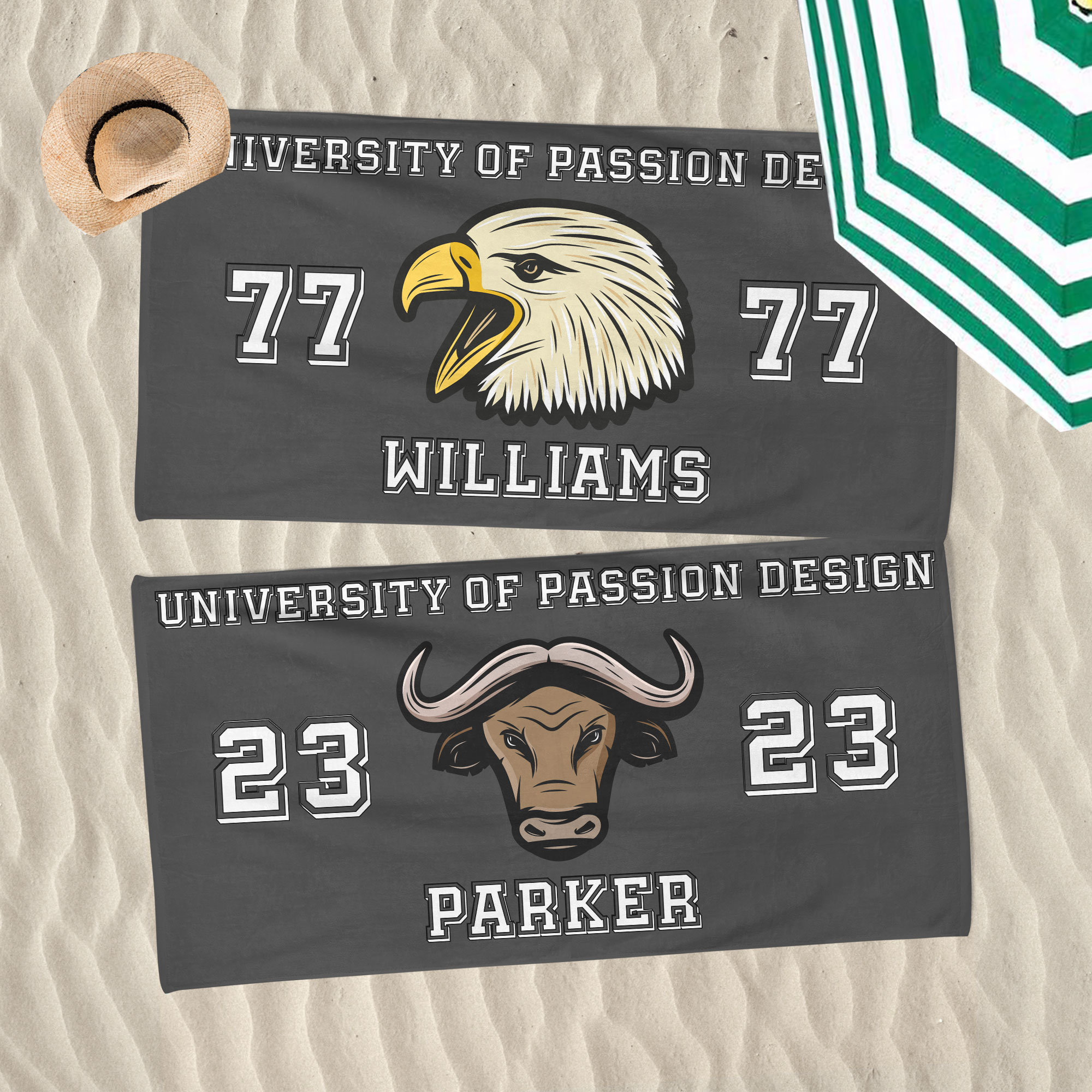 Personalized Sports Beach Towel, Custom Name Pool Towel for School ...