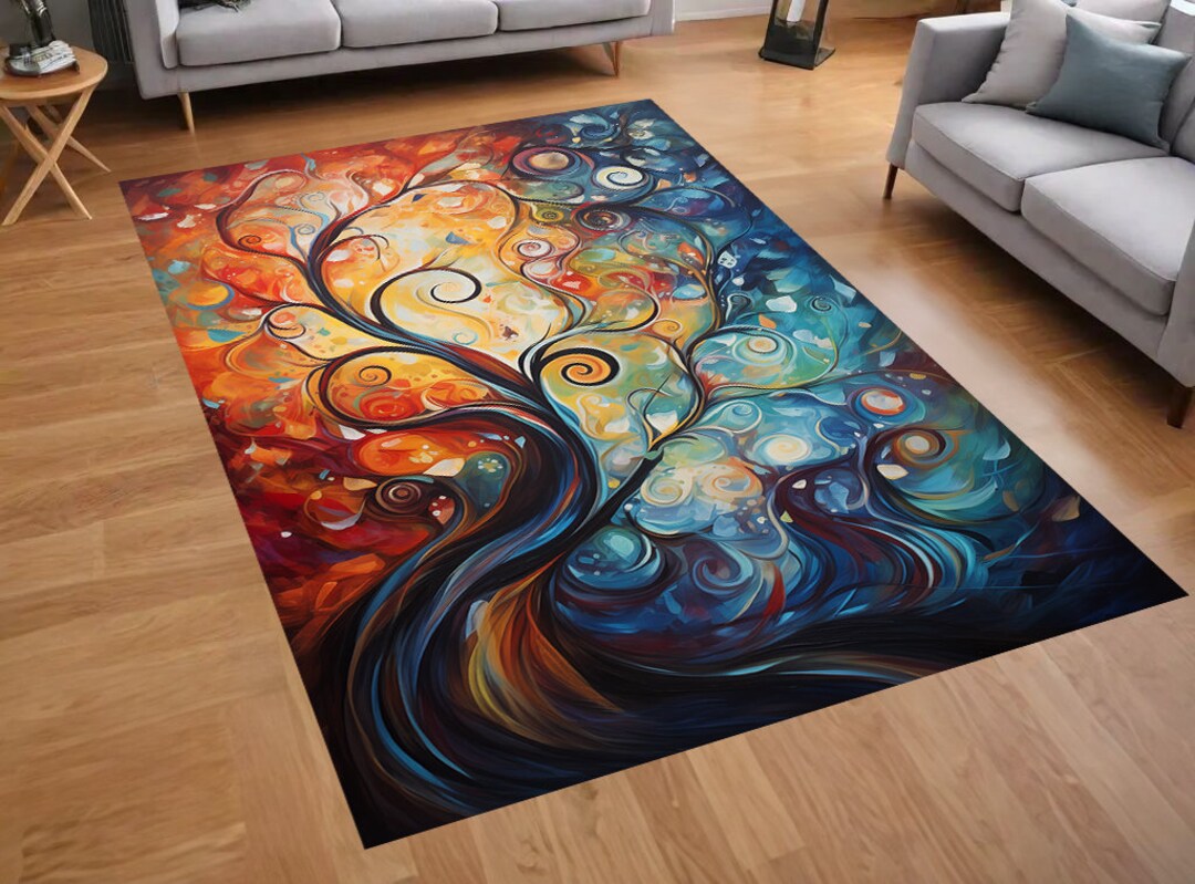 Abstract Colorful Tree of Life Rug,tree of Life Decor,mystic Rug,art ...