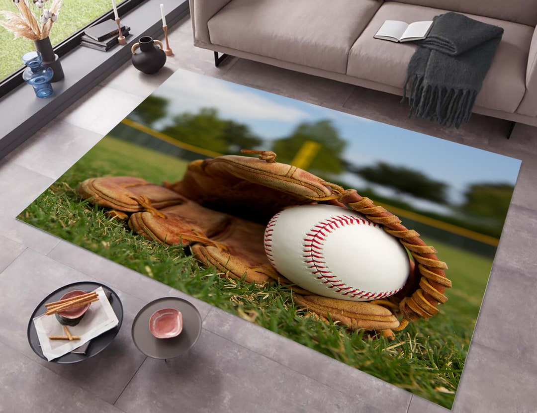 Baseball Rug, Baseball Ball Rug, Baseball Design Rug, Baseball Area Rug ...