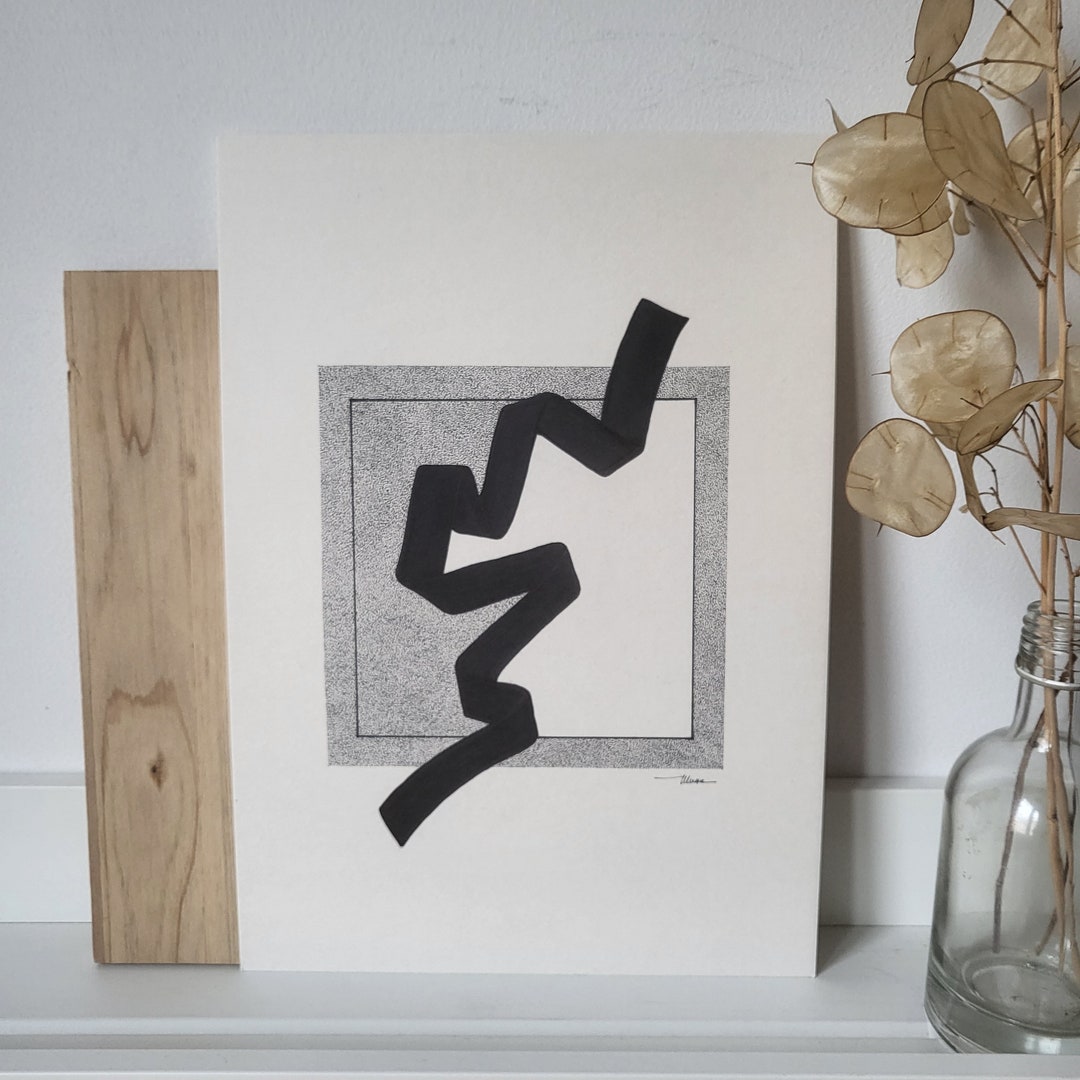 Modern Abstract Art, Original Ink Drawing, Dotted Art, Simple Wall ...
