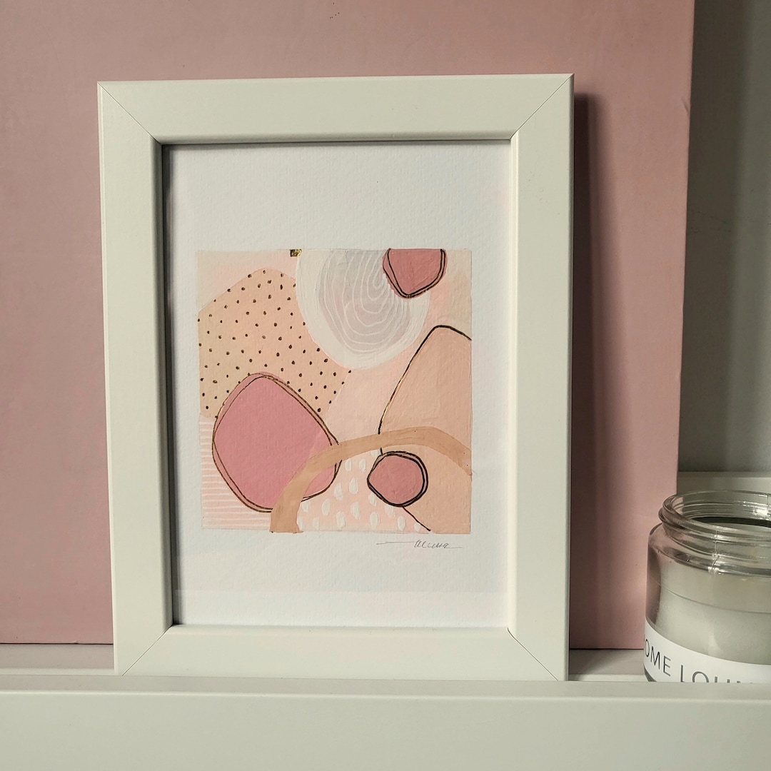 Small Blush Pink Gouache Painting, Original Abstract Art, Handmade Gift ...