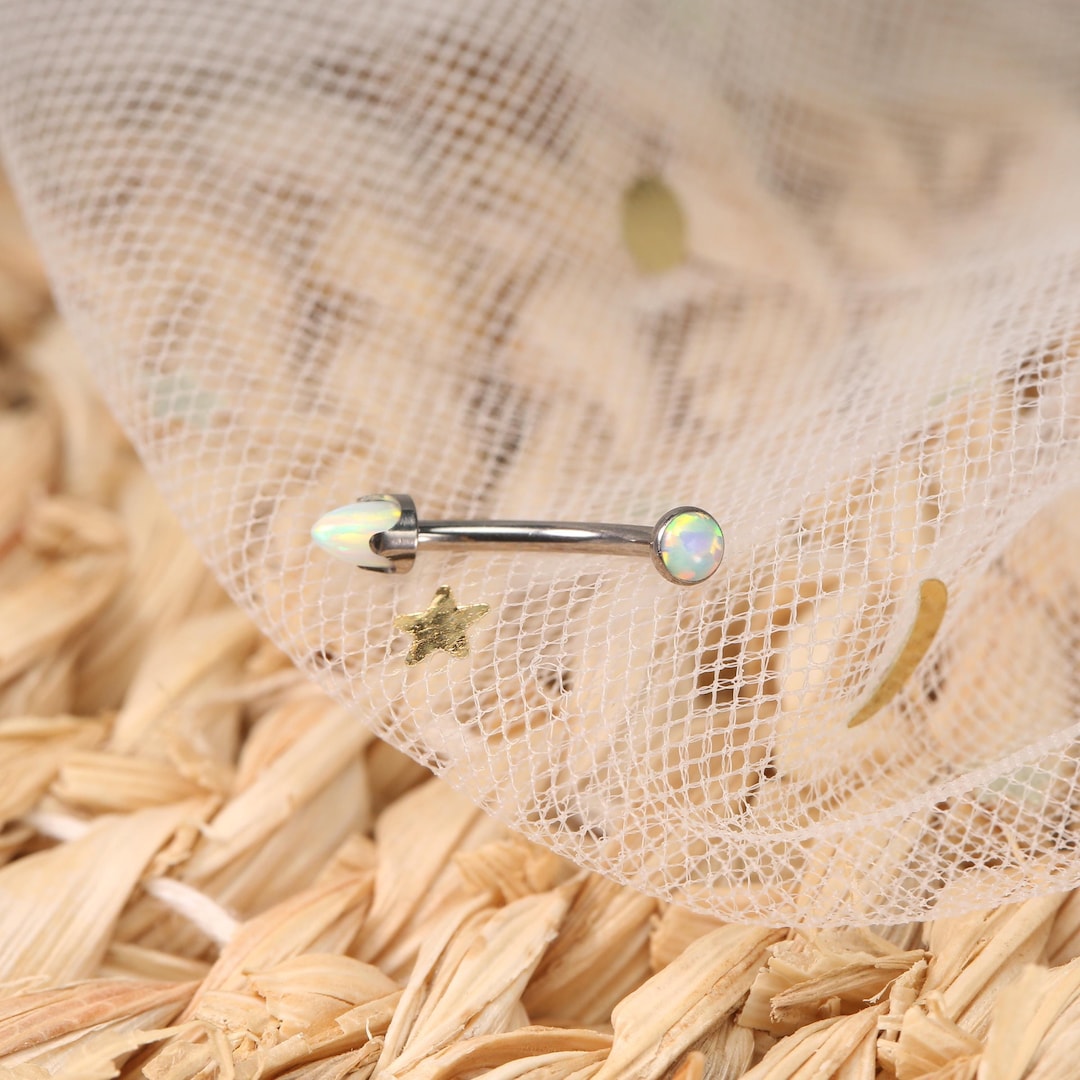 Arrow Eyebrow Rings Opal /16g/ G23 Titanium /eyebrow Piercing Jewelry ...