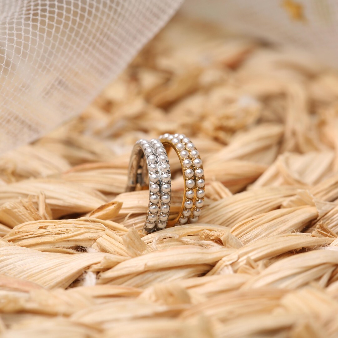 Double Pearl Split Ring /hinged Seamless Clicker Hoop /nose Ring ...