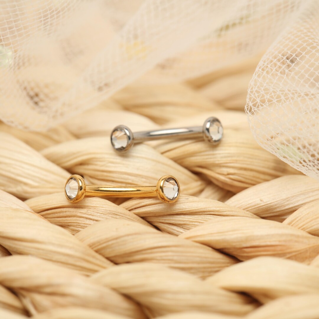 6mm-12mm Diamond Stone Eyebrow Piercing Jewelry Curved Barbell 16G ...