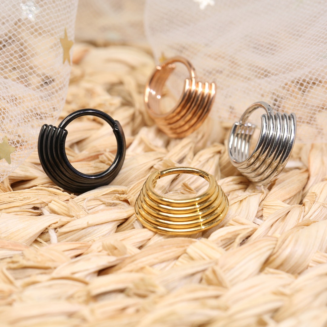 5-stacked Tapered Septum Ring /five-stack Layered Ring//nose Ring ...