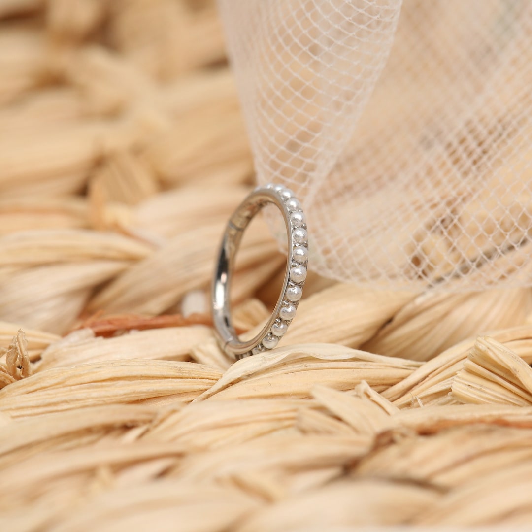 Pearl Split Ring /hinged Seamless Clicker Hoop//nose Ring /septum ...