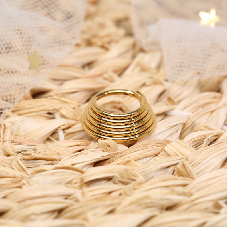 5 Stacked Tapered Septum Ring /five Stack Layered Ring /nose Ring ...