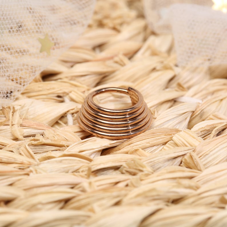 5 Stacked Tapered Septum Ring /five Stack Layered Ring /nose Ring ...